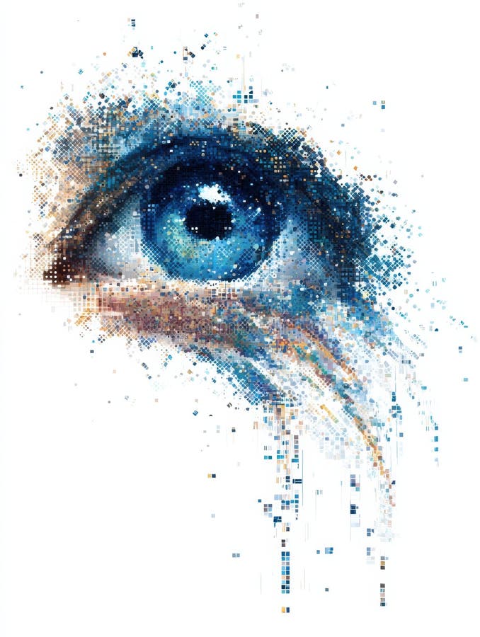 Pixelated Eye Dissolving into Digital Space Creates an Ethereal Visual ...