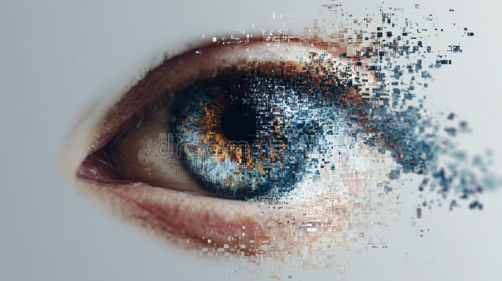 Pixelated Eye Dissolving into Digital Space Creates a Minimalist Visual ...