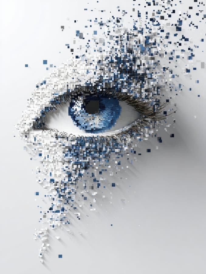 Pixelated Eye Dissolving into Digital Space Evokes a Sense of ...