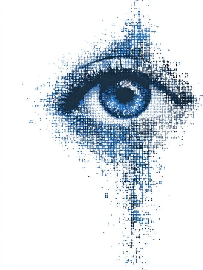 Pixelated Eye Dissolving into Digital Space with Minimal Design ...