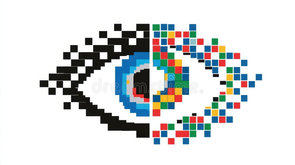 Pixelated Eye Icon Transitions into Sharp Symbol Representing Digital ...