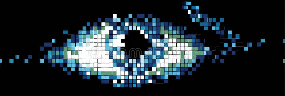 Pixelated Eye Icon Transforms into Sharp Symbol, Highlighting Digital ...
