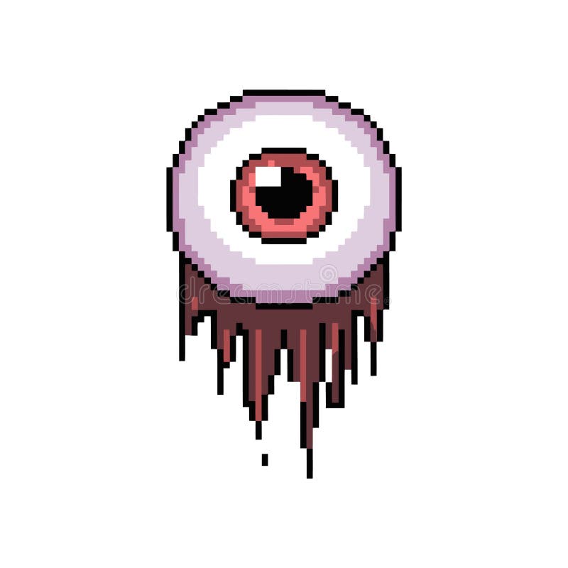 A Pixelated Eyeball with a Pink Iris is Depicted, Featuring a Dripping ...