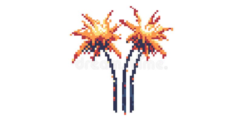 Pixelated Fireworks Illustration Isolated on Transparent Background ...