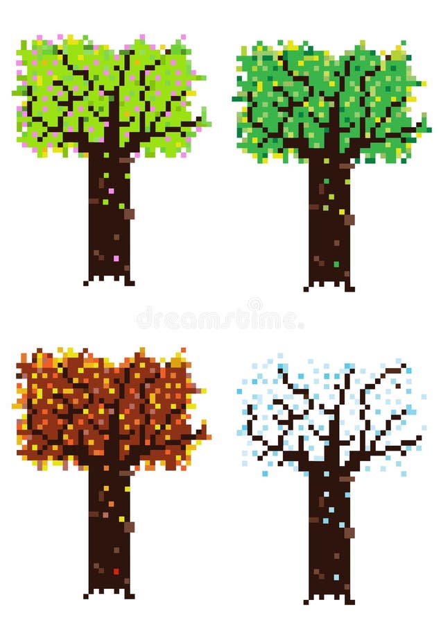 Pixelated Four Seasons Trees Stock Vector - Illustration of garden ...