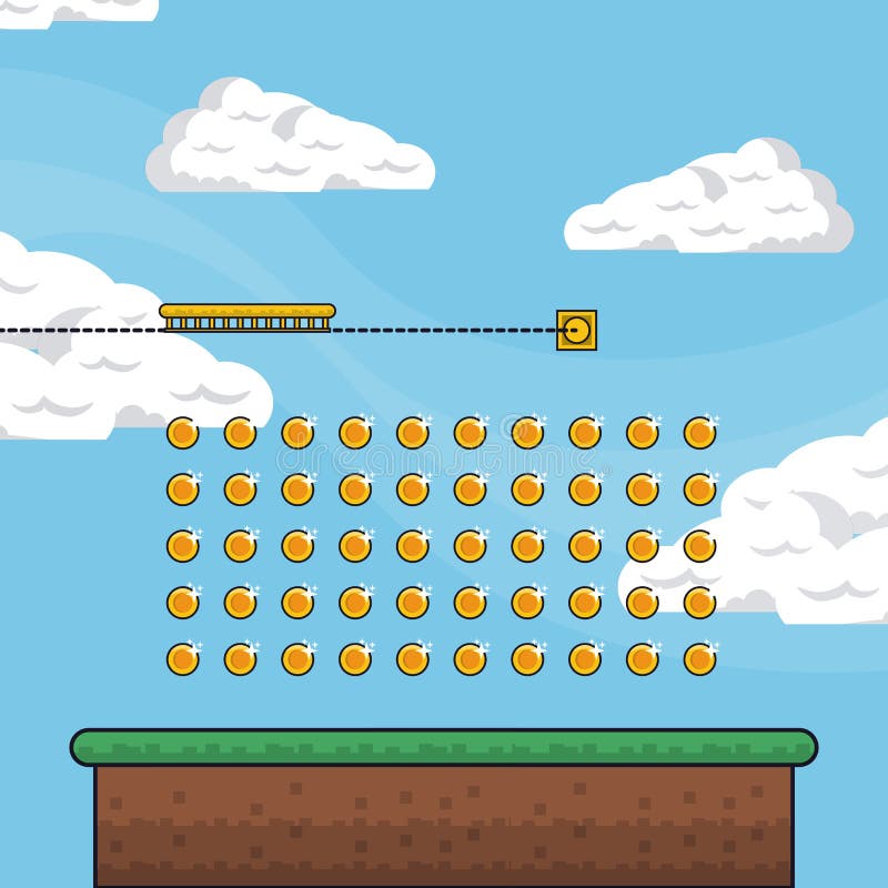 Pixelated game scenery stock vector. Illustration of vector - 111210401