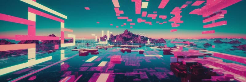 Pixelated Glitch Effect Creating a Distorted Technological Landscape ...