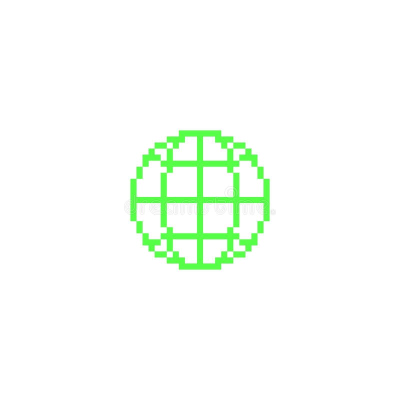 Pixelated Globe Wireframe, Bright Green, 8-bit Style. Stock Vector ...