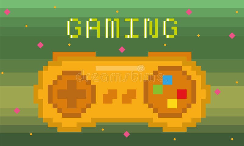 Pixelated Golden Edition Joystick with Buttons for Gaming Stock Vector ...