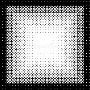 Pixelated Gradient Square Frame. Black Dithered Radial Gradation ...