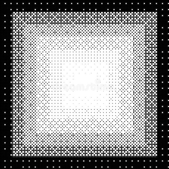 Pixelated Gradient Square Frame. Black Dithered Radial Gradation ...