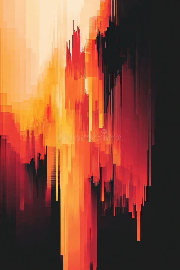 Pixelated Gradient Transitioning from Bright Red To Orange Creating a ...