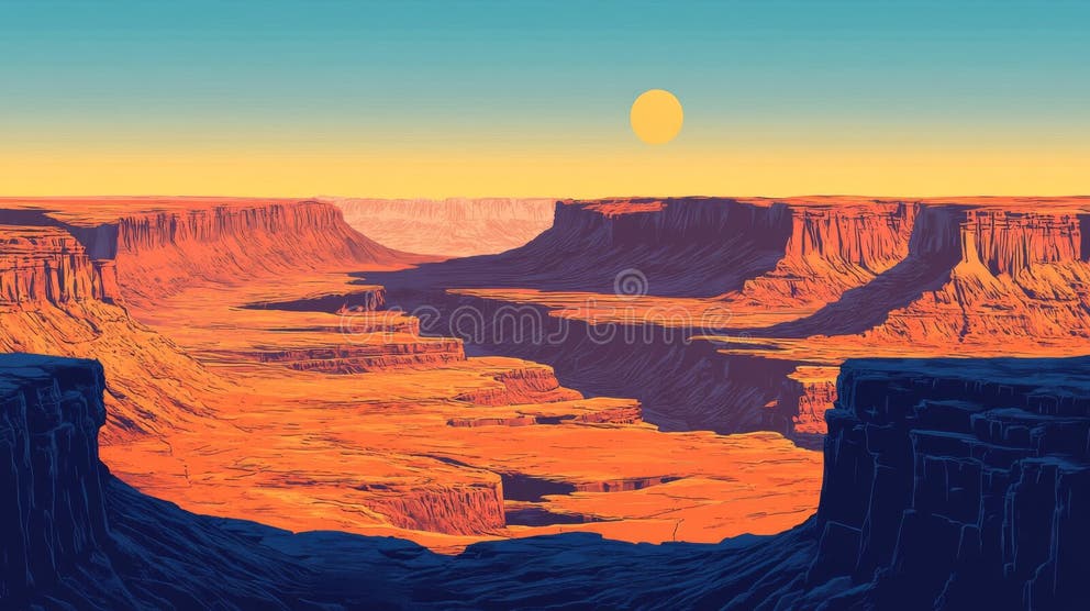 Pixelated Grand Canyon Sunset View Stock Illustration - Illustration of ...