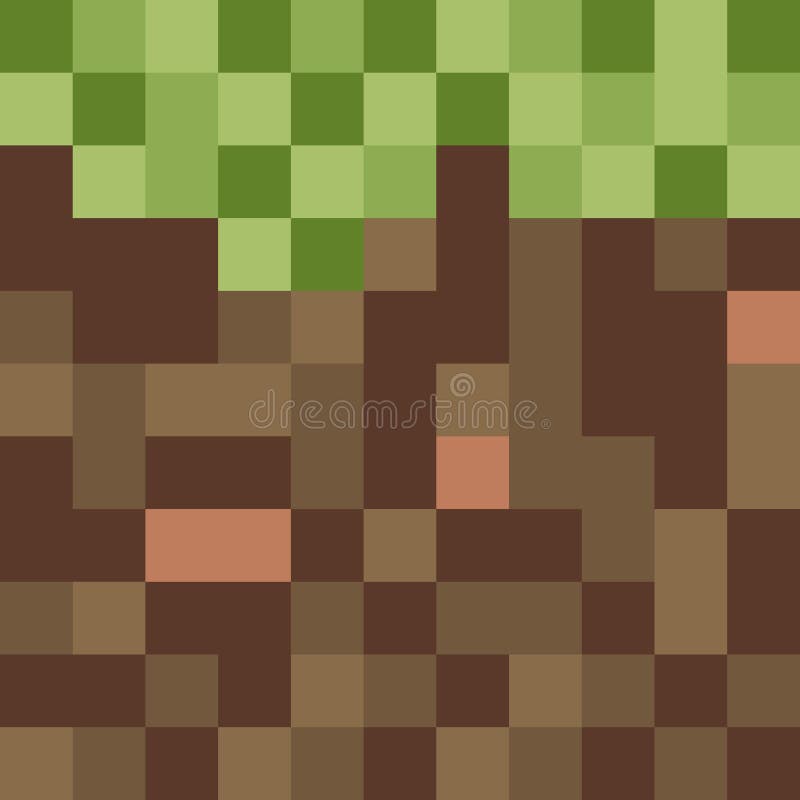 Pixelated Grass Block Texture in Retro Game Style Stock Illustration ...