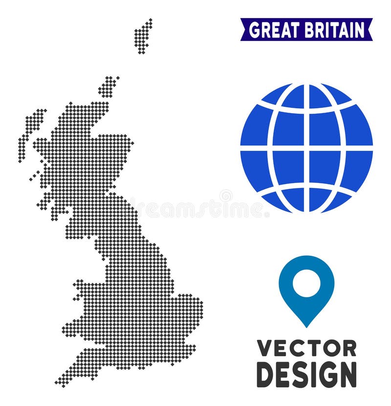 Great Britain And Ireland Map Connections Composition Stock Vector ...