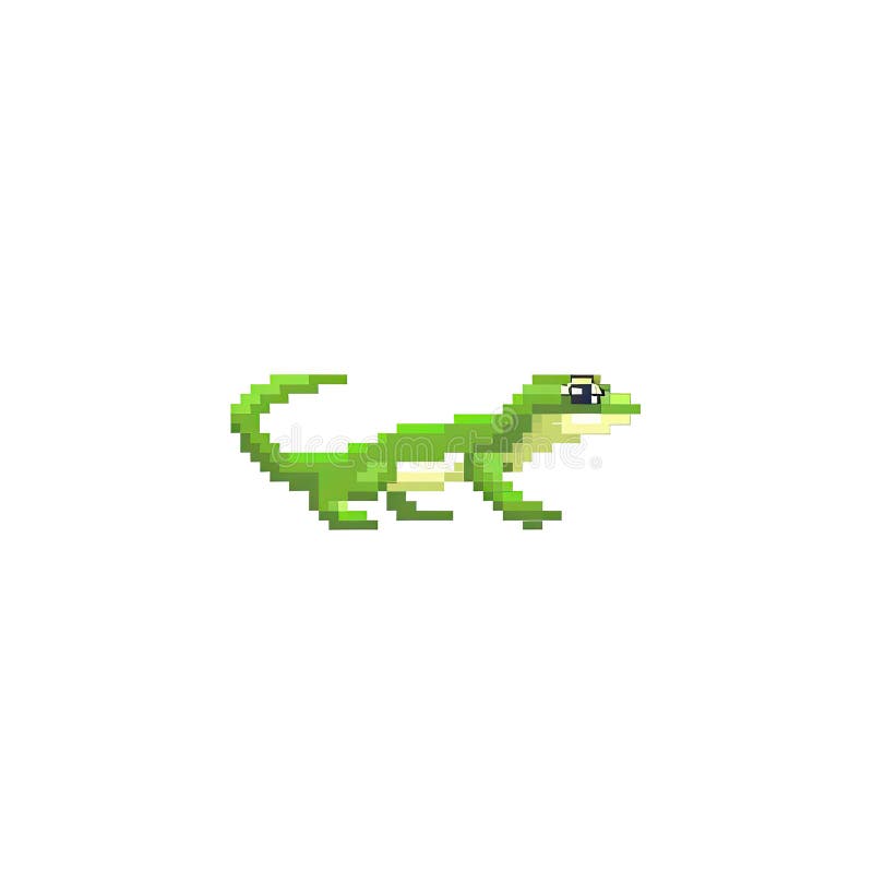 Charming Green Pixel Art Lizard Walking Stock Illustration ...