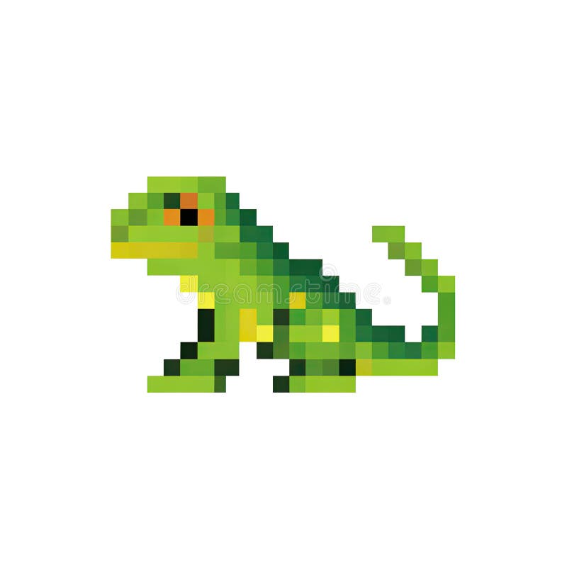 Adorable Pixel Art Green Lizard, Cute Reptile Illustration Stock ...