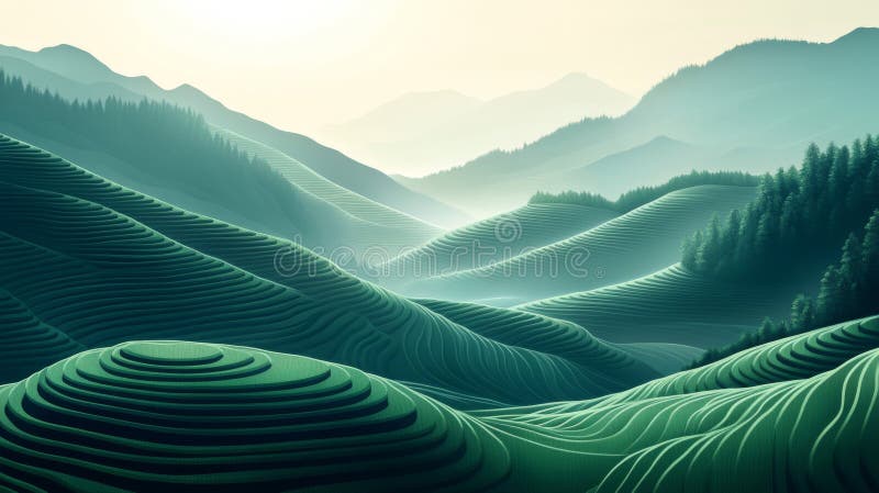 Pixelated Green Mountains Landscape Stock Illustration - Illustration ...