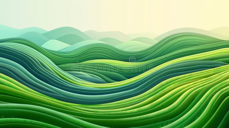 Pixelated Green Rolling Hills Landscape Stock Illustration ...