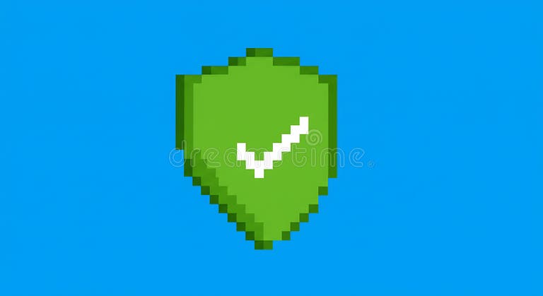 Pixelated Green Shield with a White Checkmark at Its Center, Set ...