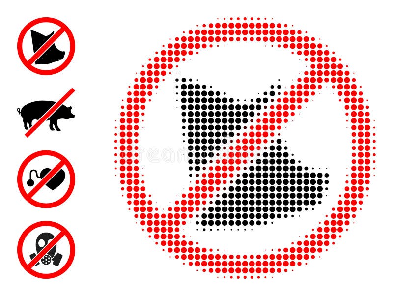 Dot Halftone No Pork Icon and Other Icons Stock Vector - Illustration ...