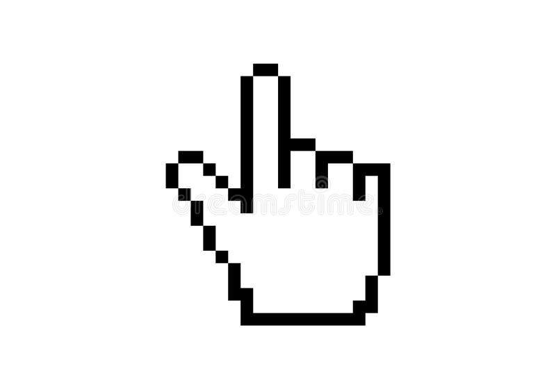 Pixelated Hand Cursor in Black and White Stock Vector - Illustration of ...