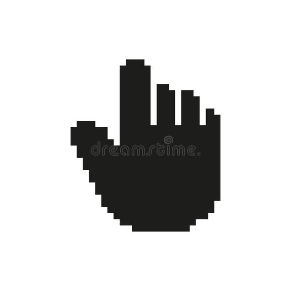Pixelated Hand Cursor Icon. Digital Navigation and User Interface Interaction Symbol Stock ...