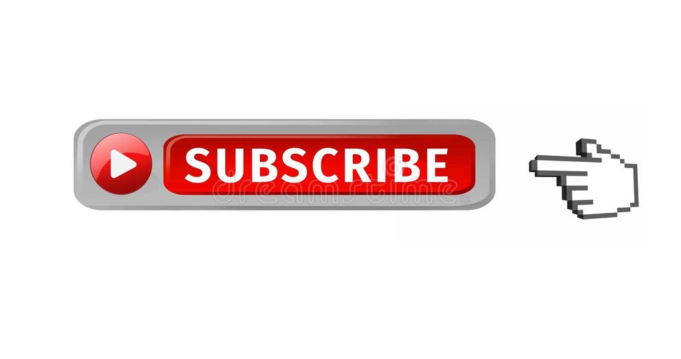 Pixelated Hand Cursor Pointing To Red Subscribe Button, Promoting ...