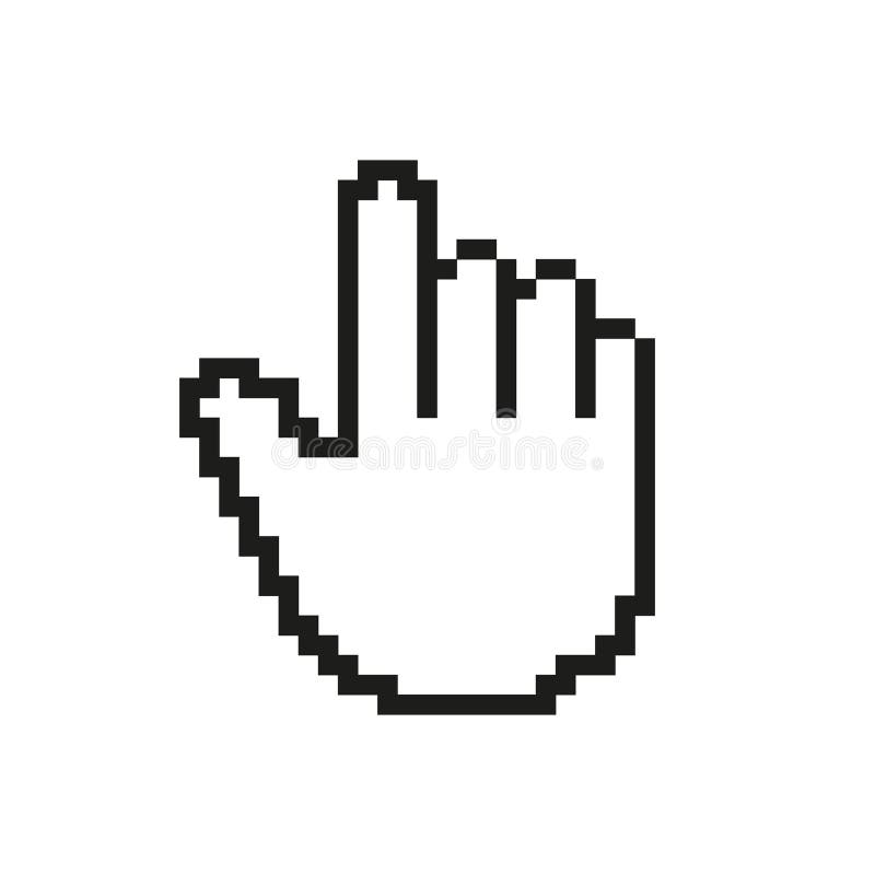 Pixelated Hand Icon. Selection Gesture in Pixel Art Style. Pointer ...