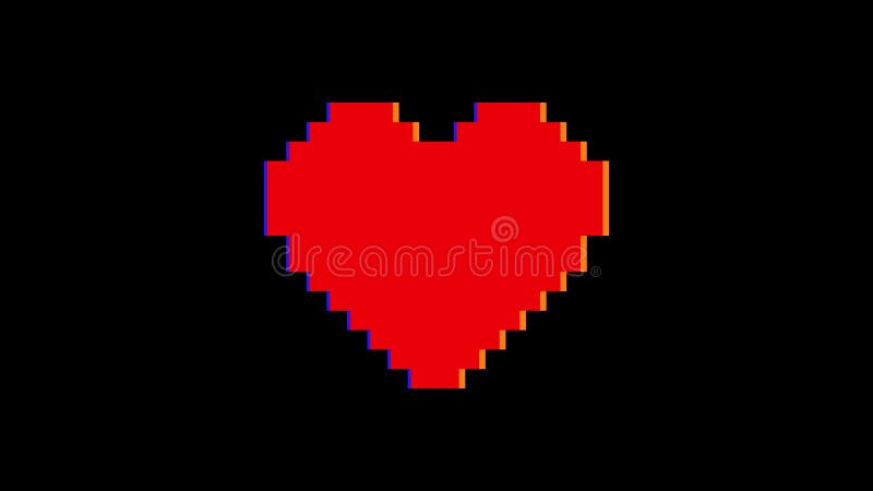 Pixelated Heart a Bright Red Pixel Heart Rotates Gently with Pixelated ...