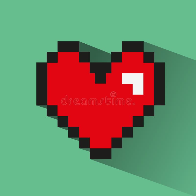 Pixelated Heart On Green Backdrop. Stock Vector - Illustration of ...