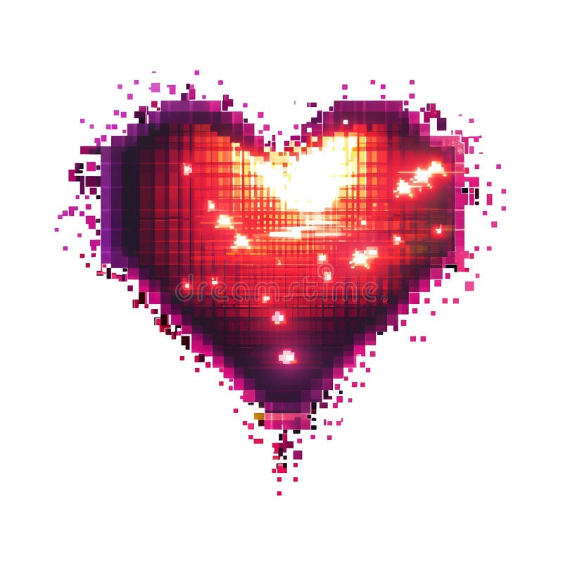 Pixelated Heart Pixel Love Pink Romantic Valentine Stock Illustration ...
