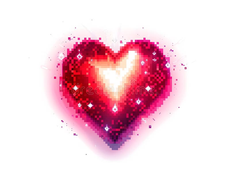 Pixelated Heart Pixel Love Pink Romantic Valentine Stock Illustration ...