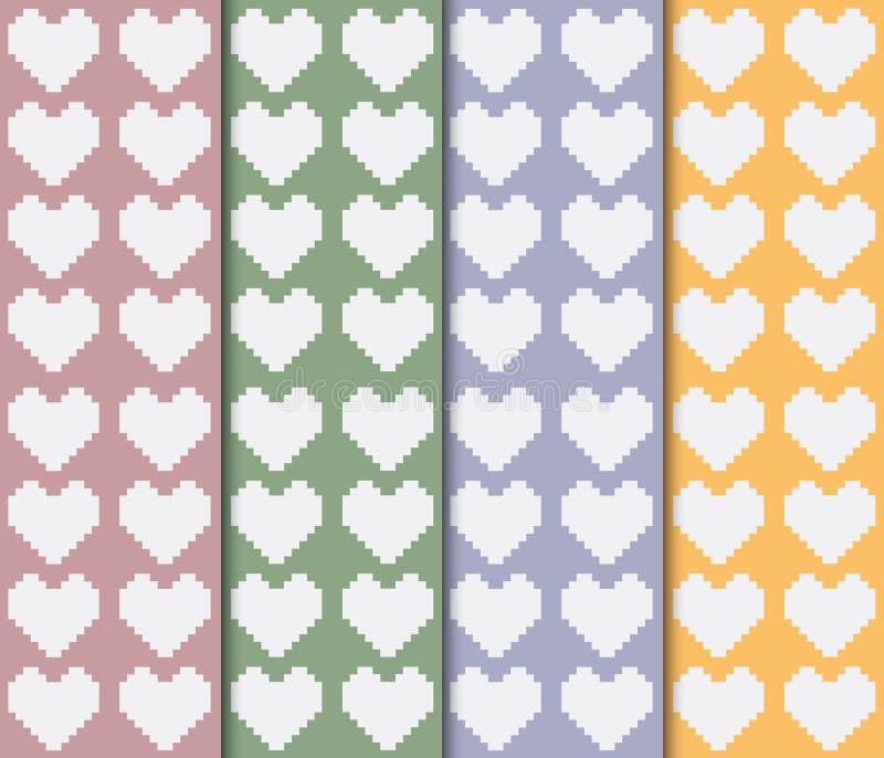 Pixelated hearts pattern. stock vector. Illustration of orange - 63992423