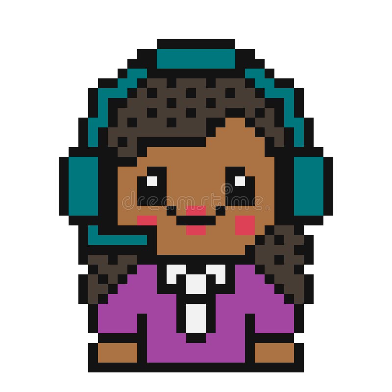 Pixelated Help Center Female Operator. Technical Support Worker. Stock ...