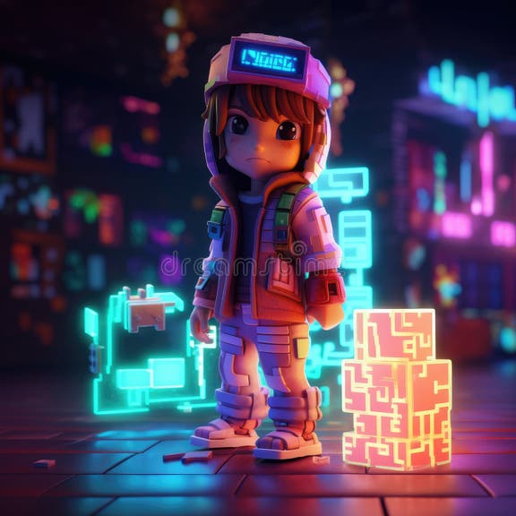 Pixelated Human Character, Illustration in Pixel Art Style, Computer ...