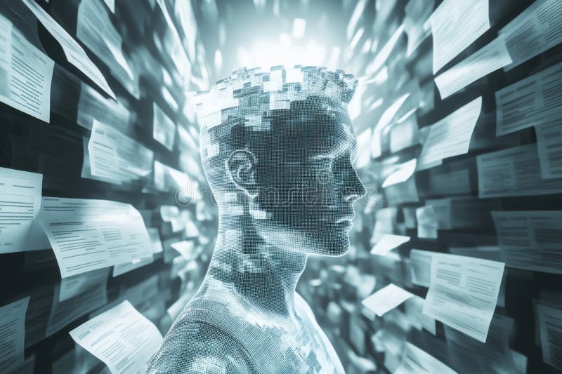 Digital Transformation Depicted through a Human Figure Surrounded by ...