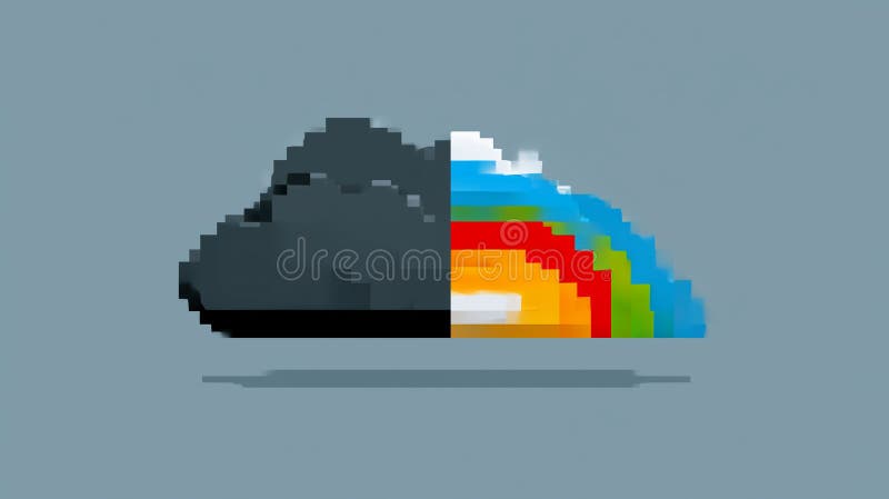 Pixelated Image of a Cloud Split in Two Halves Stock Illustration ...