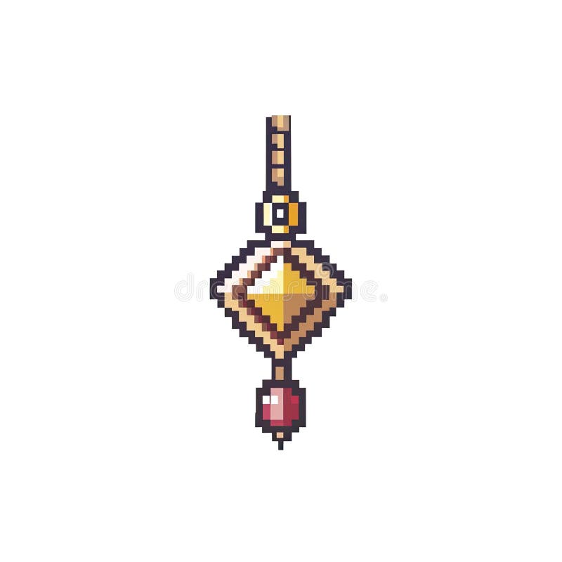 Elegant Pixel Art Gold and Red Gemstone Pendant Stock Illustration ...
