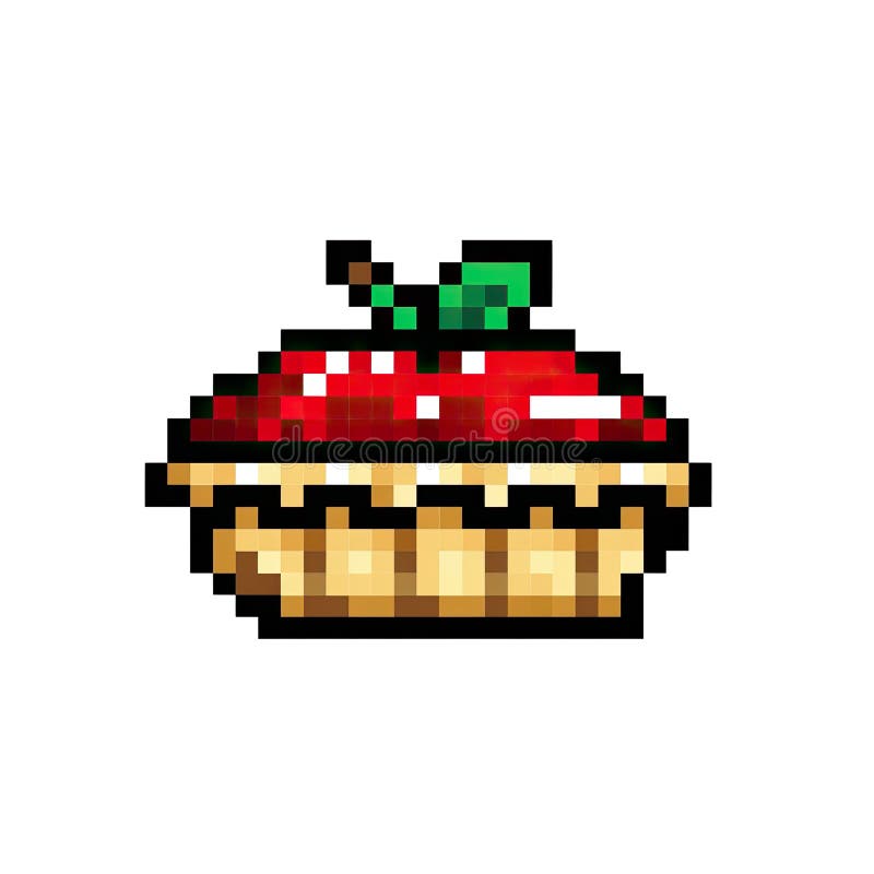 Delicious Pixel Art Apple Pie: Sweet Treat in 8-bit Style Stock ...