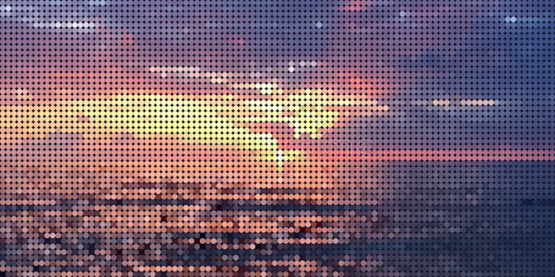 Pixelated Image - Sunset, Ocean View in the Dusk - Abstract Design ...