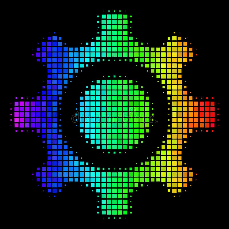 Spectral Colored Pixel Cogwheel Icon Stock Vector - Illustration of ...
