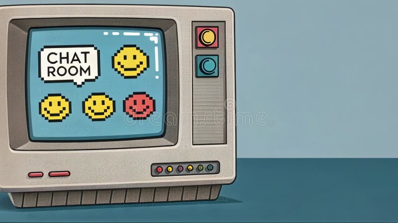 Pixelated Interaction a Retro Computer Screen Displaying a Simple Chat ...