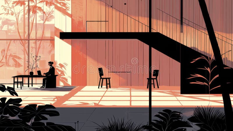 Pixelated Interior Architectural Scene with Warm Lighting Stock ...