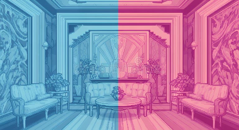 Pixelated Interior: a Divided Room Stock Illustration - Illustration of ...