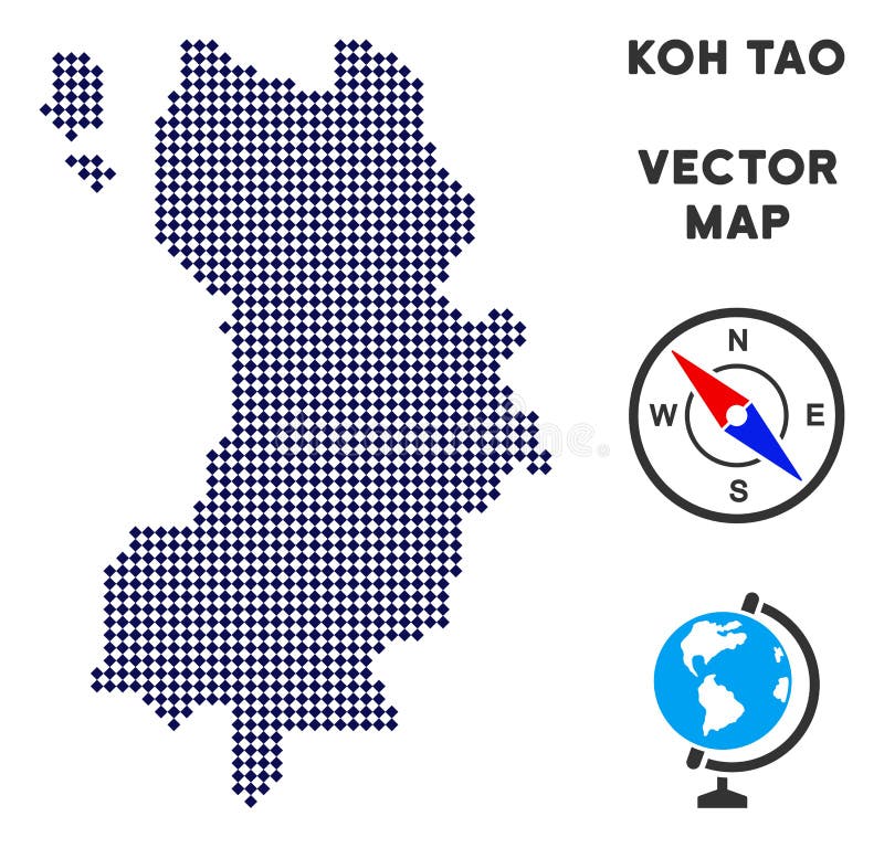 Pixelated Koh Tao Thai Island Map Illustration de Vecteur ...