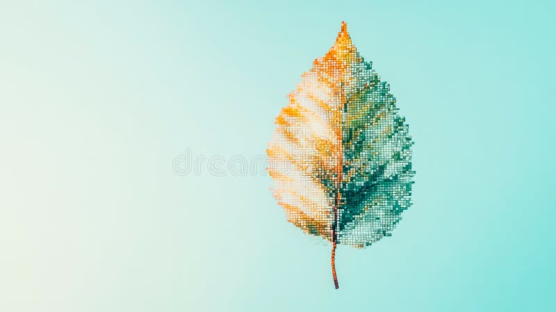 Pixelated Green Leaf Light Blue Background Stock Photos - Free ...
