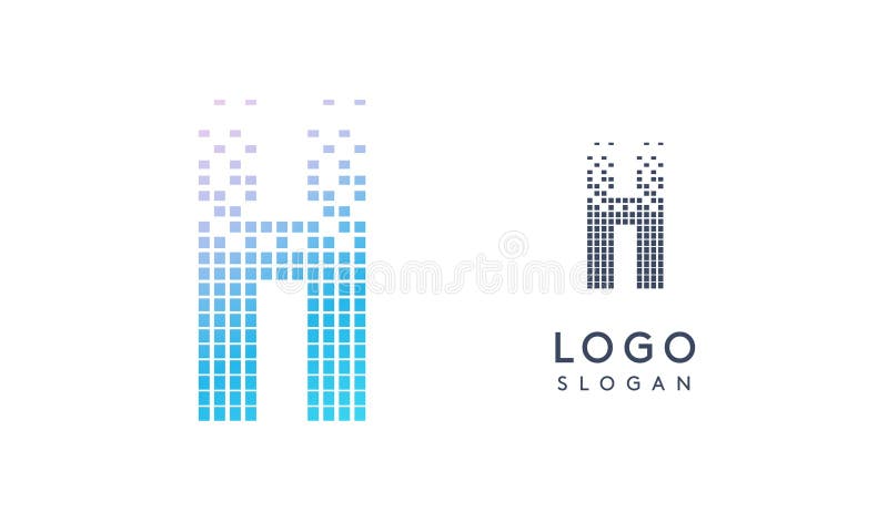 Pixelated Letter H Transitioning into Scattered Pixels with Gradient ...