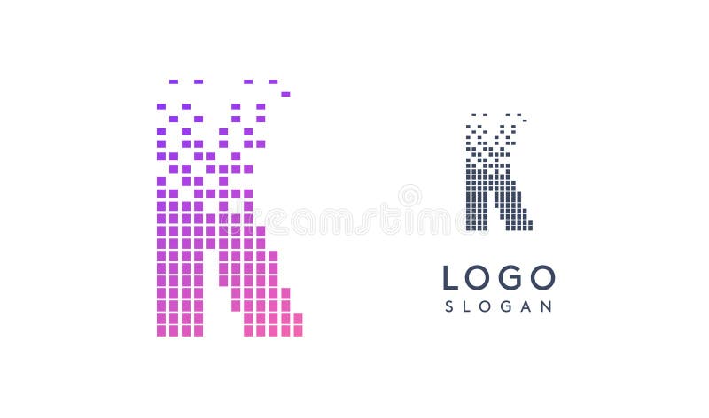 Pixelated Letter K Transitioning into Scattered Pixels with Gradient ...