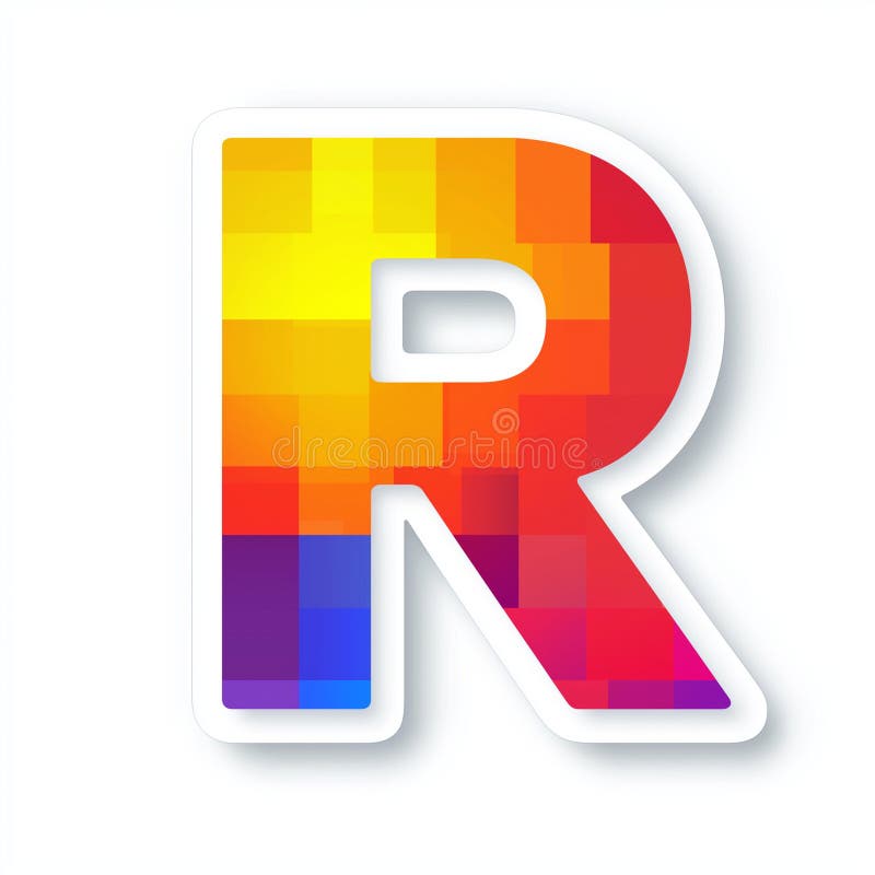 Graphic Pixel Letter R Displaying Bold Colorful Design, Representing ...